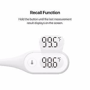 iHealth Digital Oral Thermometer PT1,Fever Thermometer with Dual-Sensors for High Accuracy, Rectum Armpit Reading Thermometer for Adults and Babies, Memory Recall and Extra Large LCD Backlit Display
