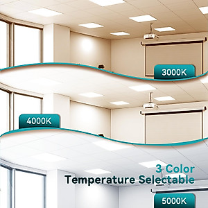 VocgoUU 2 Pack 2x2 LED Flat Panel Light with Emergency Battery Backup, 1.5H Battery Backup Time, 8W Emergency Power, 3000K/4000K/5000K Selectable, 0-10V Dimmable, 20W/30W/40W Seletable, ETL&UL