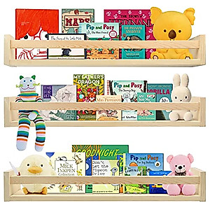 Lixintray Floating Bookshelf 24 Inches Set of 3, Wall Mounted Nursery Book Shelves for Bathroom Decor, Kids Room, Kitchen Spice Rack, Book Shelf Organizer for Baby Nursery Decor