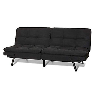 Mainstay.. Memory Foam Futon, Black Suede, Fabric, Wood, Metal + Free Clean Fabric Cloth (Black Suede)
