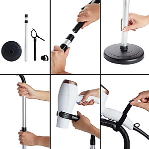 Glamlily Adjustable Hands-Free Hair Dryer Stand Holder 360 Degree Rotation, Compatible with Compact Styling Tools