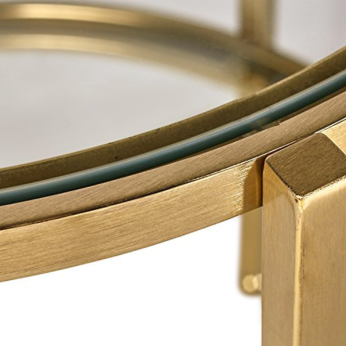 Amazon Brand – Rivet Modern Round Metal Coffee Table, 18.5"H, Gold and Glass