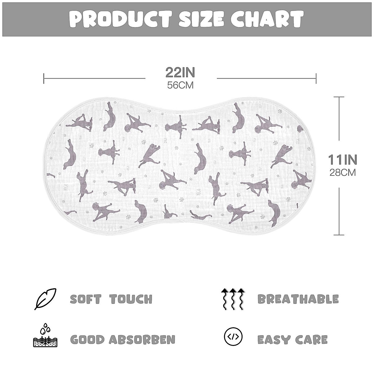 YYZZH Yoga Weimaraner Dog Pattern Muslin Burp Cloths for Baby 2 Pack Soft 100% Cotton Baby Washcloths Bibs for Boy Girl