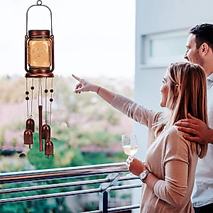 Gthmine Solar Wind Chimes for Outside,Mason Jar Wind Chime Light,Waterproof Windchimes for Garden,Patio Decor,Memorial Wind Chimes,Birthday Gift for Mom,Wife,Grandma,Neighbors (2 Pack)