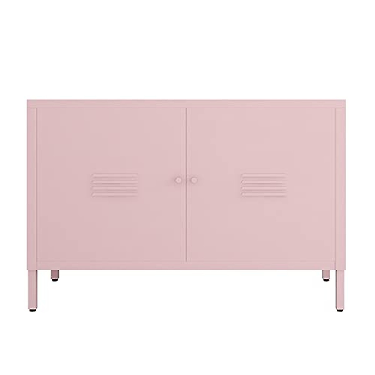 LINGZOE 2 Door Steel Storage Cabinet Pink TV Stand for Living Room,Metal Locker Storage Cabinet for Bedroom Balcony