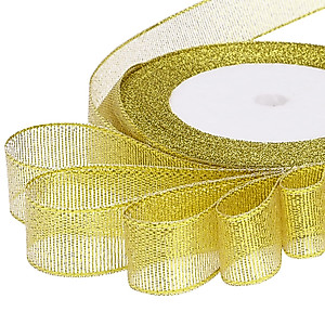 Livder 3 Rolls 75 Yards in Total Metallic Glitter Ribbon for Gift Wrapping Birthday Holiday Graduation Party Decoration (Golden, Silvery, Silver-Black)