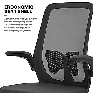 MoNiBloom Office Guest Chair Without Wheels, Executive Reception Chair with Lumbar Support and Sled Base, Mid-Back Mesh Task Chair with Flip-Up Arms for Reception Conference Wait Room, 250 LBS, Black