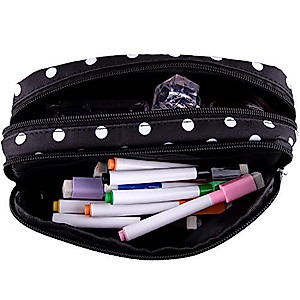 SIQUK Pencil Case Large Capacity Pen Case Double Zippers Pen Bag Office Stationery Bag Cosmetic Bag with Compartments for Gilrs Boys and Adults (Black)