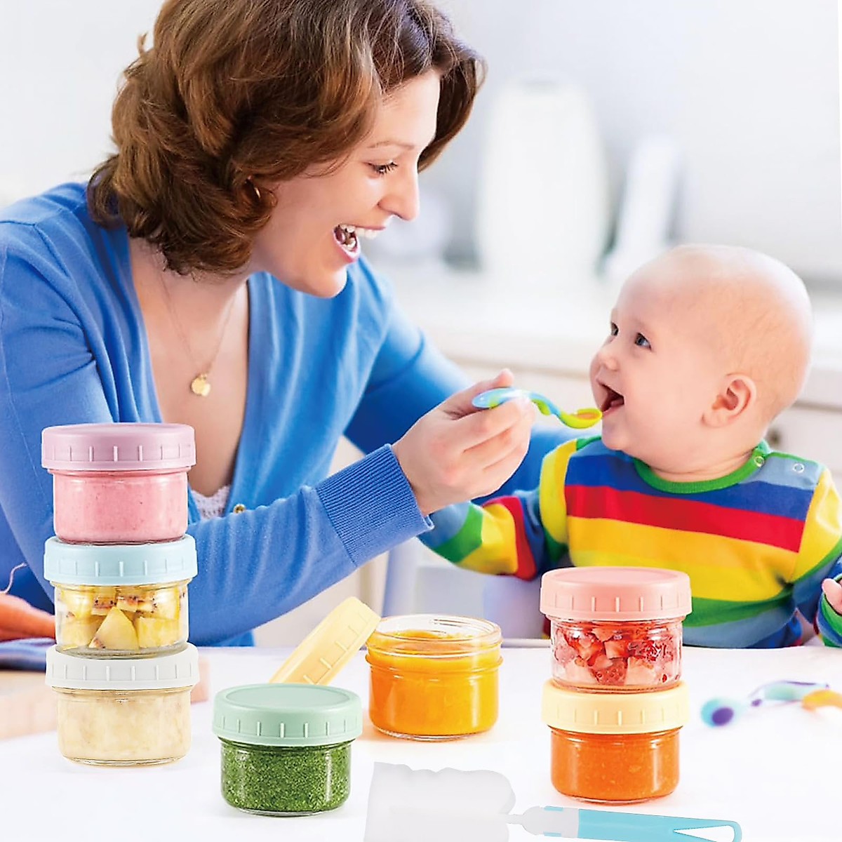 6Pack2.7oz Glass Salad Dressing Container To Go,Small Glass Containers With Lids,Reusable and Leakproof Dipping Sauce Cups Set,Salad Dressing Container Lunch Box Work Trip,With brush,Liquid Chalk Pen