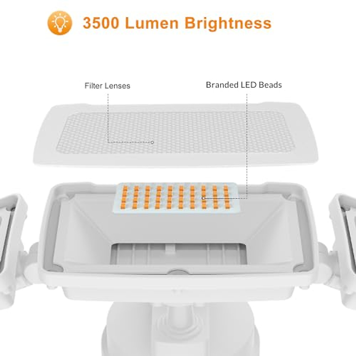LEPOWER 3500LM Dusk to Dawn Flood Light Outdoor,35W LED Flood Light, Outdoor Security Lights with Photocell, 3200K, IP65 Waterproof, 3 Head, Exterior Flood Lights for Garden, Garage, House, Backyard