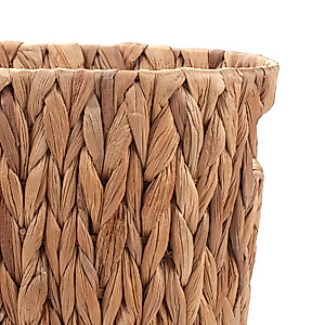 Bathroom Trash Can, Handwoven Wicker Trash Can with Handles for Bedroom, Living Roon, Kitchen, Bathroom and Office, Water Hyacinth Wicker Waste Basket, 1 Pack, 13"L x 7.5"W x 12.2"H, 3.2 Gallon