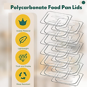 Yinkin 12 Pcs Polycarbonate Food Pan Lids with Handle, 1/6 Size Clear Hotel Pan Lid Plastic Hotel Pan Cover for Restaurant Food Container and Storage, 6.9 x 6.3 Inch