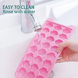 Homelove Ice Cube Trays, 2 Pack Silicone Cat Paw Ice Tray with Removable Lid Easy-Release Flexible Ice Cube Molds for Freezer, Mini Cute Ice Balls for Water Bottle Whiskey Juice Coffee (2 Colors)