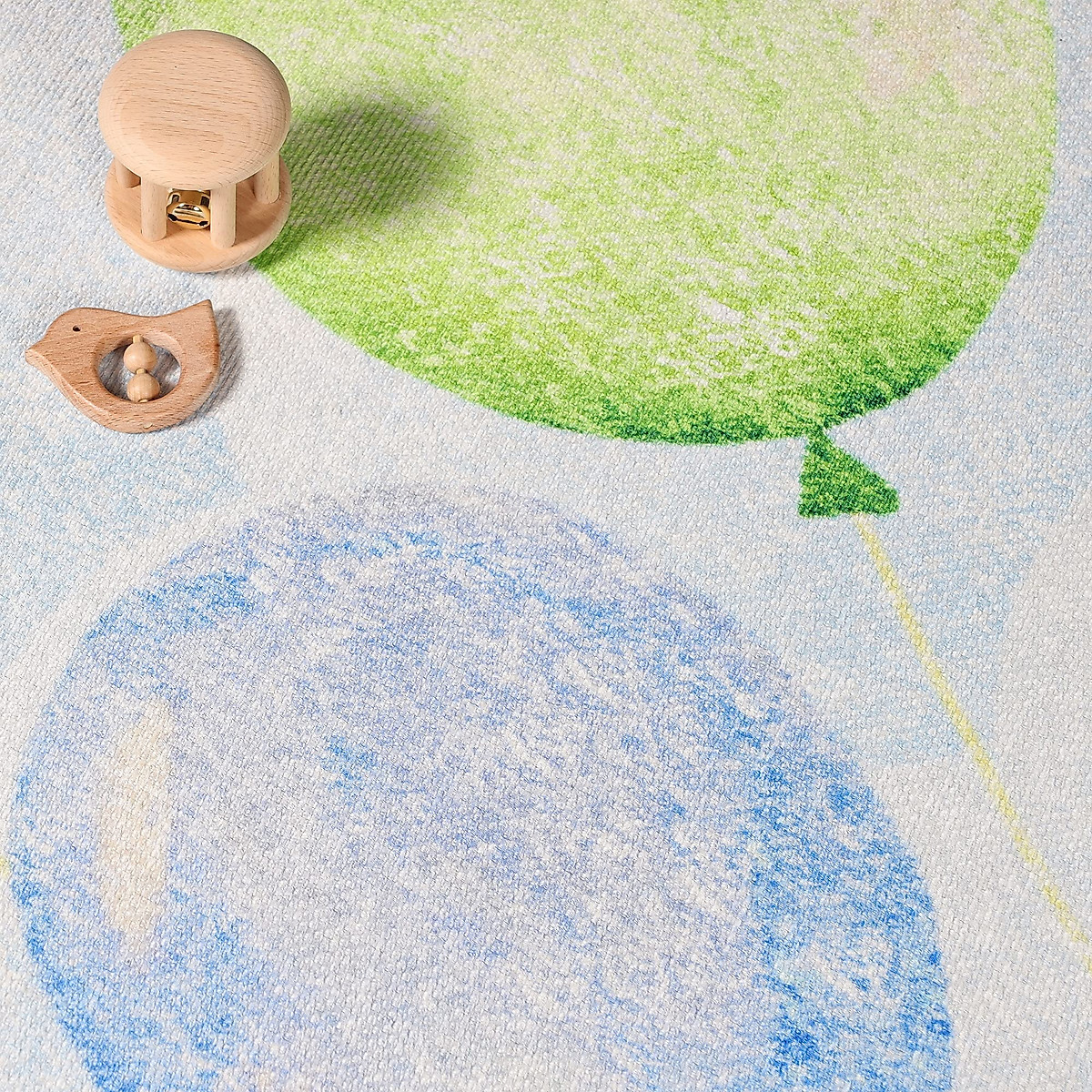 SUPERIOR Kids Indoor Area Rug, Elephant Design, Cute Rugs for Bedroom, Nursery, Playroom, Living Room, Entryway, Unique Accent, Soft Cotton Backed Rugs, Nursery Collection, 4' x 6', Baby Blue