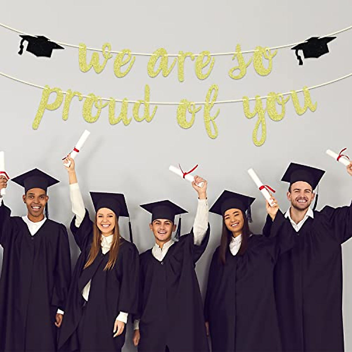 Gold Glitter We Are So Proud of You Banner, Class of 2023/Congrats 2023 Grad/We Will Miss You, 2023 Graduation Party Decorations