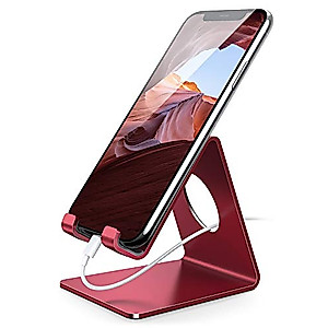 Lamicall Cell Phone Stand, Phone Dock : Cradle, Holder, Stand, Compatible with Phone 12 Mini 11 Pro Xs Xs Max Xr X 8 7 6 6s Plus 5 5s 5c All Android Smartphone Charging, Accessories Desk - Red