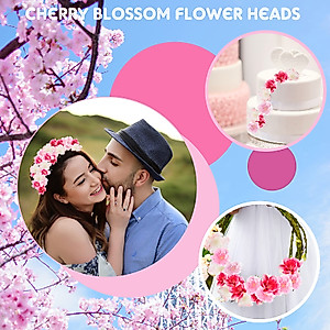 100 Pcs Cherry Blossom Petals Artificial Cherry Blossom Fake Cherry Blossom Flowers Peony Daisy Decor Sakura Floral Head Decor for Dress DIY Accessories Wedding Party Supply (Pale Pink, Pink, Rosy)
