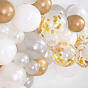 DIY Balloon Arch & Garland kit,138Pcs Party Balloons Decoration Set, Gold Confetti & Silver & White & Transparent Balloons for Bridal & Baby Shower, Wedding, Birthday, Graduation, Anniversary Party