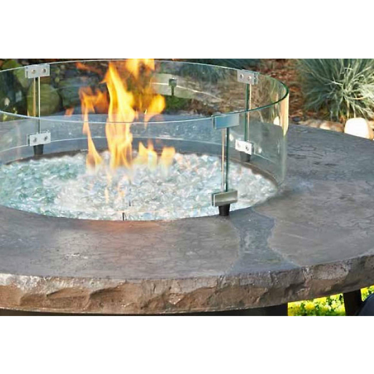 Hiland AWS-RND22 Fire Pit Glass 22" Wind Screen, Small, Clear
