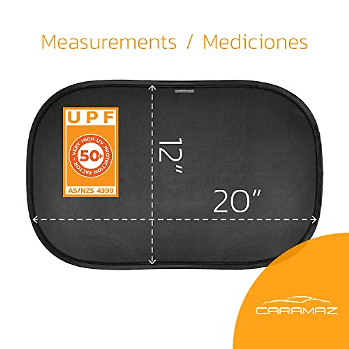 CARAMAZ Car Window Shade for Baby with Certified UV-Protection 2 Pack - 20"x12"