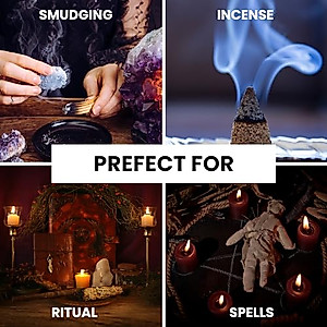 Cast Iron Cauldron with Lid and Carry Handle for Spells, Smudging, Ritual & Blessings | Includes 6 Free Incense Smudge Cups (4.5 Inch, Pentagram)