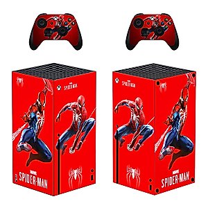 Decal Moments Xbox Series X Console Controllers Skin Decals Stickers Wrap Vinyl for Xbox Series X Console Spider Red