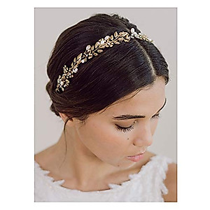 SWEETV Retro Wedding Headband, Bridal Headpieces for Wedding Women Rhinestone Hair Accessories Vintage Style