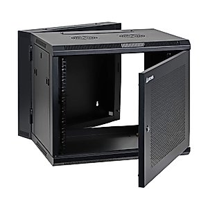 AEONS 9U Professional Wall Mount IT Cabinet Enclosure Double Section Hinged Swing Out 19-Inch Server Network Rack with Vented Door 22-Inches Deep Black (Fully Assembled)