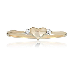 AVORA 10K Yellow Gold Simulated Diamond CZ Heart Ring, Size 4 - Size 4
