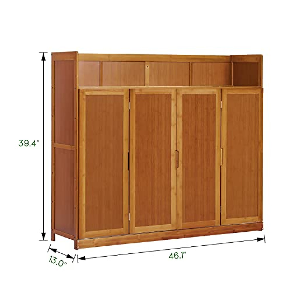 MoNiBloom 5 Tier Bamboo Shoe Cabinet with Doors, Bamboo Free Standing Shoe Shelf Organizer Storage w/High Baffle for 21-25 Pairs Entryway Hallway Office Home, Brown