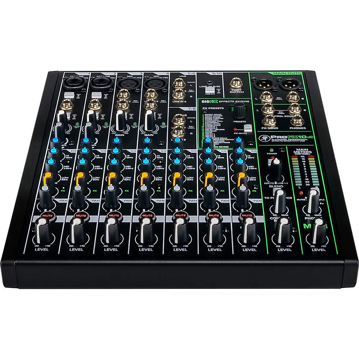 Mackie ProFX10v3 10-Channel Sound Reinforcement Mixer with Built-In FX, Gator Cases G-MIXERBAG-1515 Mixer Bag & Stereo Cable 10' Bundle