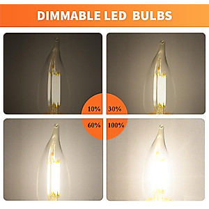 ALAMPEVER LED Candelabra Bulbs, Dimmable CA11 E12 LED Chandelier Light Bulbs, 2700K Soft White, 4W (40W Equivalent), 450LM, 12 Pack