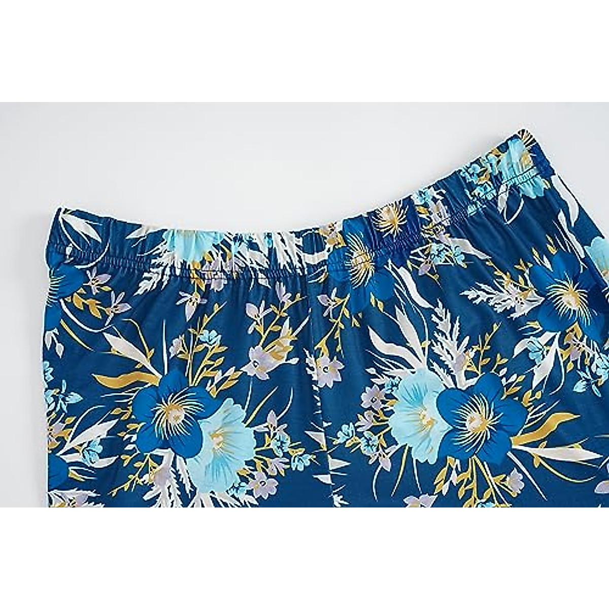 Vozanet Women's V Neck Sexy Pajamas Capri Sets Full Printed Flowers Ladies Sleepwear V Neck Floral Nighty XL to 5XL, Blue, 4X-Large