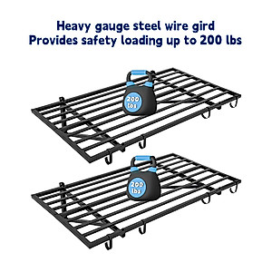 Yeeoy Garage Wall Shelves 2 Pack, 47" x 24" Heavy Duty Wall Mounted Shelving with Hooks, Bike Storage Rack Garage Tool Organizer, 400lbs Load Capacity (Total)