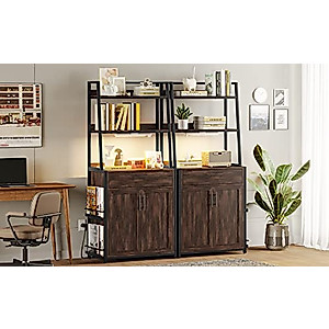 AOGLLATI Bookshelf and Bookcase, Bookshelf Organizer with 5-Tier Storage Rack, Industrial Wood Bookcase, Rustic Free Standing Bookshelves Metal Frame Display Rack for Living Room, Bedroom, Home Office