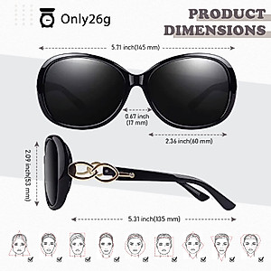 Sunier Sunglasses Womens Polarized Trendy Oversized Sun Glasses Fashion Ladies Shades 100% UV400 Protection Retro Designer Eyewear S85