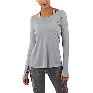 Bestisun Long Sleeve Workout Shirts Activewear Athletic Yoga Tops Gym Clothes Sweatshirt for Women Gray XL