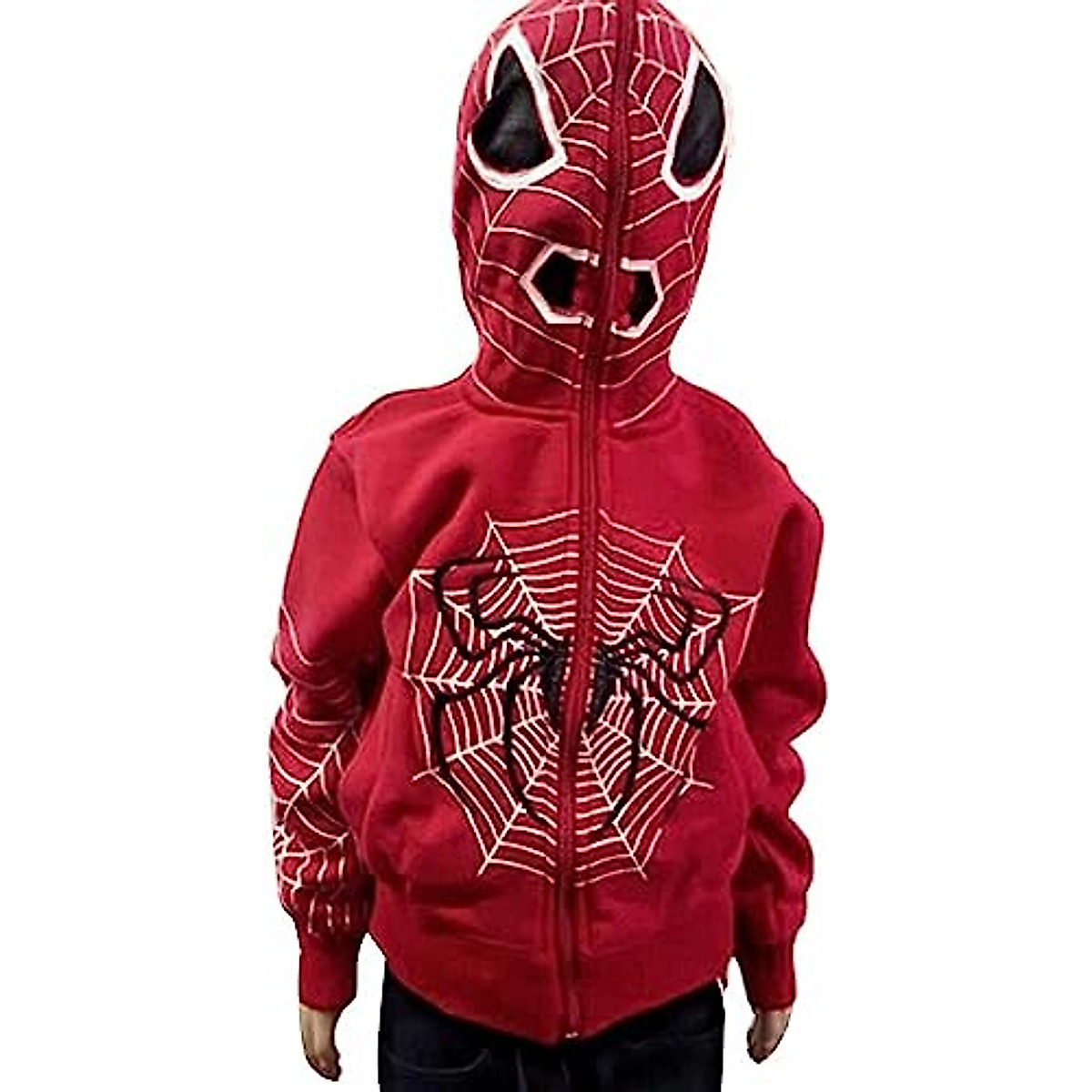 Rvnsu Women Y2K Spider Web Hoodies Gothic Full Zip Up Hoodie Punk Jackets Graphic Sweatshirt Hoodies(Red,M)