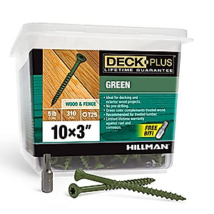 Deck Plus Deck Screws, 10 x 3" Self Drilling Screws, Green, 5 lb Box, Rust Resistant, T25 Star Bit