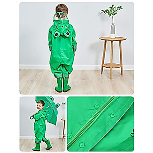 Vmonyco Kids One Piece Rainsuit Toddler Raincoat Waterproof Girls Lightweight Rain Coats/Jacket Girls Boy Green