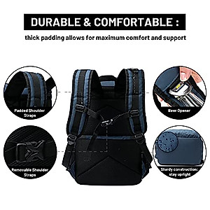 MIER Insulated Cooler Backpack Leakproof 2 Compartment Back Pack Cooler Bag Large Waterproof Lunch Backpack with Coolers for Men Women to Work Beach Picnics Camping Hiking, Double Deck (25 L, Navy)