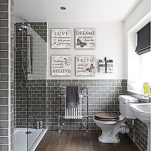 Butterfly Wall Art 4 Pcs Inspirational Quotes Love Dream Faith Believe Grey Butterfly Framed Pictures Wall Decor Butterfly Art Wall Decor Faith Canvas Wall Art for Bathroom Bedroom