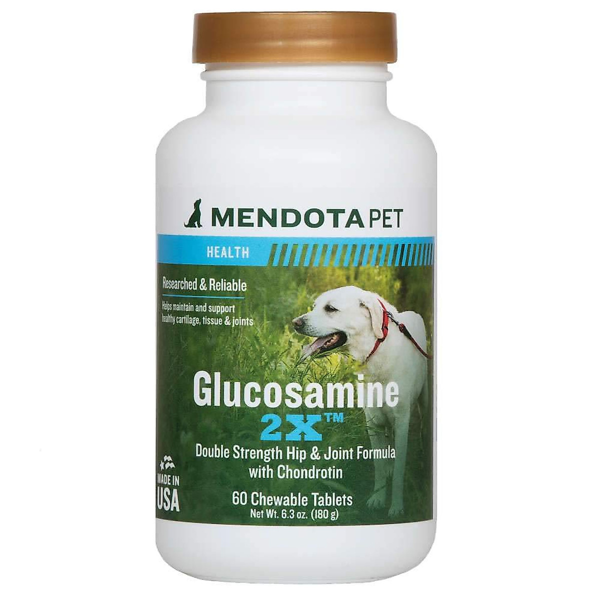 Mendota Pet Glucosamine 2X - 60 Tablets - Dog Hip & Joint Tablets