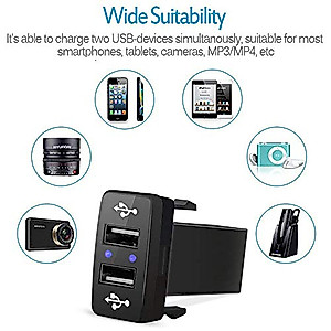 MNJ Motor Dual Car USB Power Socket for Smart Phone PDA iPad iPhone 2 Port Charger Replacement Compatible with Toyota 2.1A Quick Charge