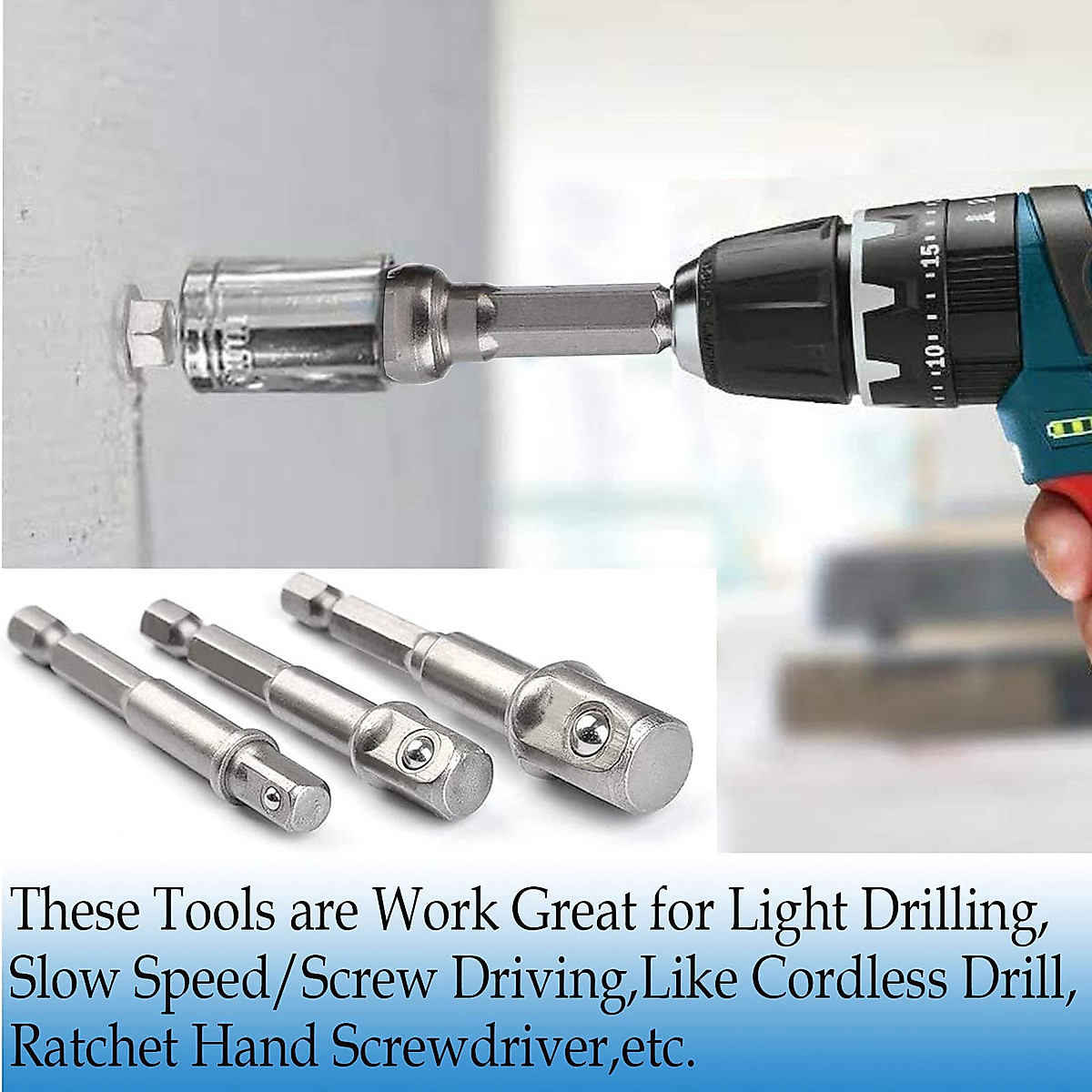 Reppkyh 11Pcs Socket Adapter Impact Hex Shank Drill Bits Power Extension Bar 8Pcs Sets 14 38 12 + 3Pcs 14 Hex Shank Screwdriver Bit Holder High Speed Nut Driver Drive