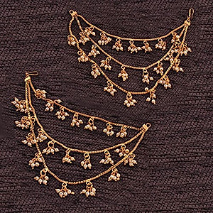 I Jewels Indian Bollywood Gold Plated Traditional Faux Kundan & Pearl Ethnic Designer Party Wear Earrings for Women (E2604FL)