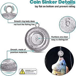 Disc Sinkers Fishing Weights, Coin Fishing Sinkers Weights Saltwater Surf Fishing Weights Bottom Drifting Trolling Catfishing Fishing Sinkers Saltwater Gear Tackle 1oz 2oz 3oz 4oz 5oz 6oz 8oz