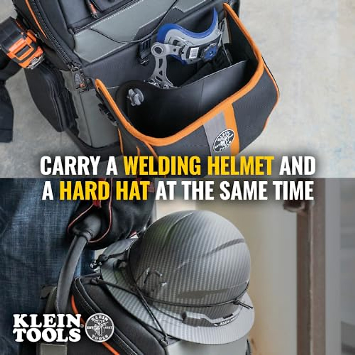 Klein Tools 55664 Replacement Bands with Clip to Secure Hard Hats and Safety Helmets to the Tradesman Pro Ironworker and Welder Backpack,Black