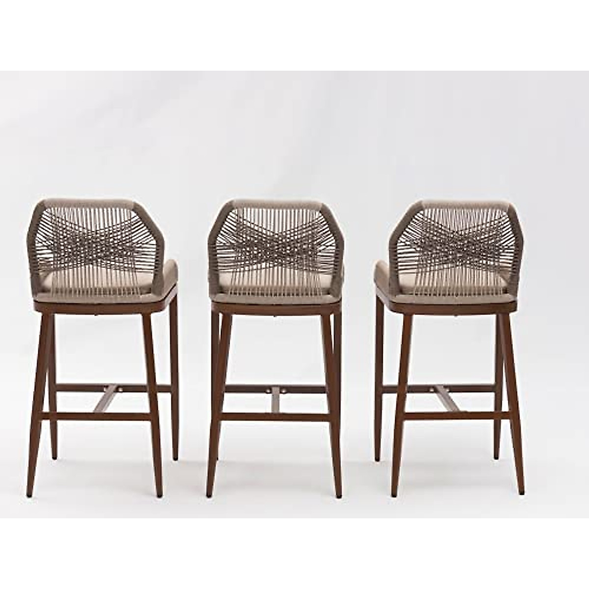 US Furnishing Indoor and Outdoor Waterproof Hand-Crafted Stool, Counter Height Stool Bar Stool High Stool Home Back Dining Chair Comfortable Simple and Beautiful Counter Chair (Counter Height 25)2pcs