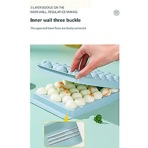 NUOYANG Round Ice Cube Tray with Lid, Ice Ball Maker Mold for Freezer with Container Mini Circle, Ice Cube Tray Making, 33PCS Sphere Ice Chilling Cocktail Whiskey Tea Coffee